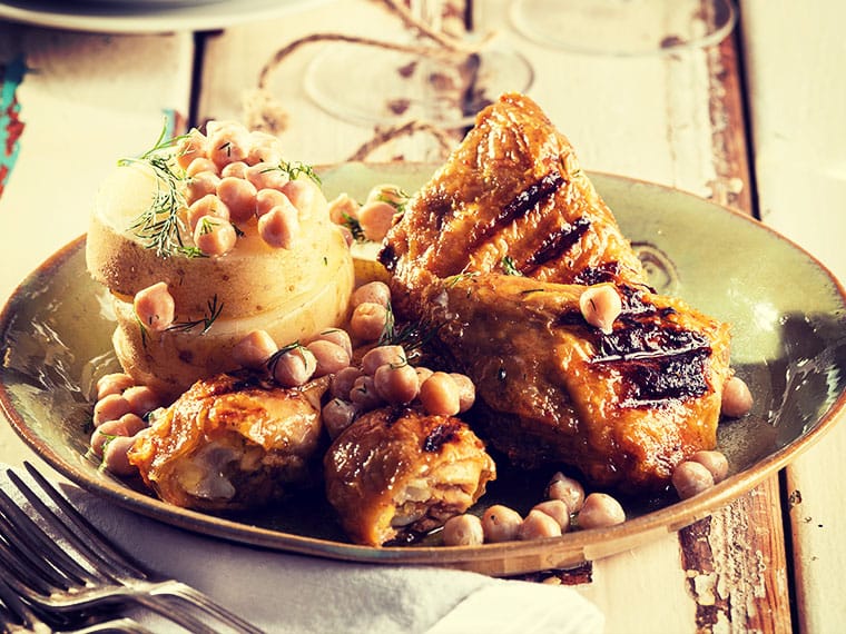 Potato, charred chicken, chickpeas and dill dressing - Potato Nation